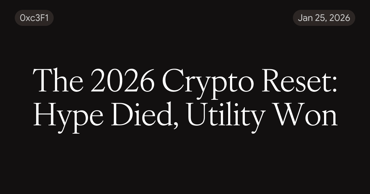 The 2026 Crypto Reset: Hype Died, Utility Won