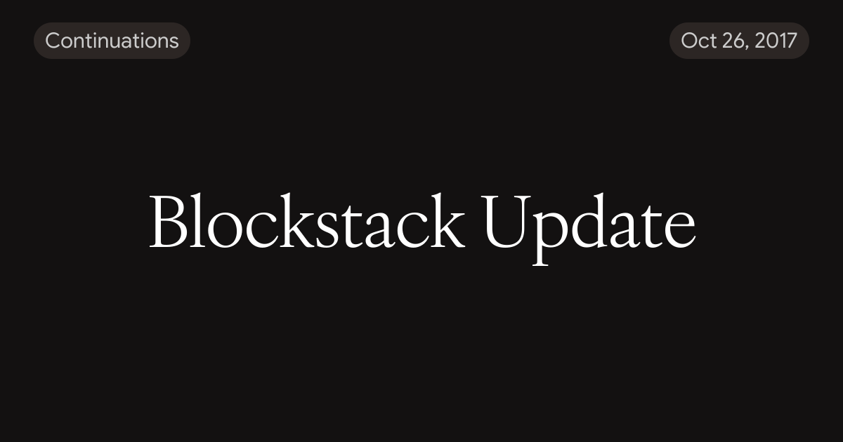 Blockstack Update