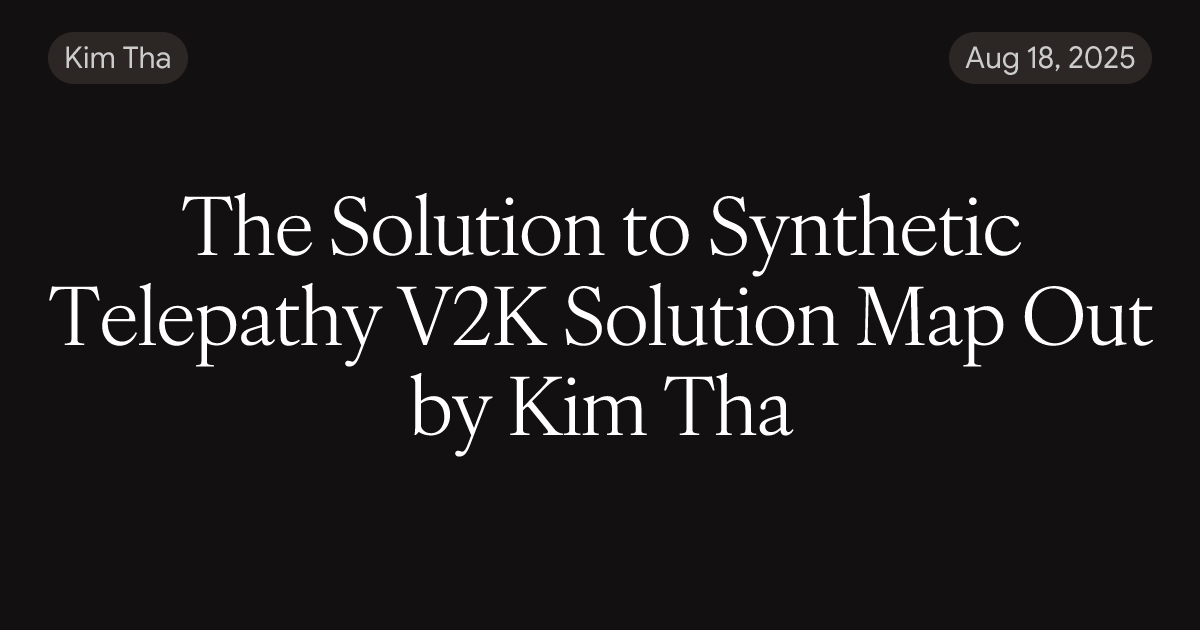 The Solution to Synthetic Telepathy V2K Solution Map Out by Kim Tha